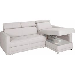 Ecksofa, B:225cm H:94cm T:165cm, weiß, exxpo - SOFA FASHION, Kunstleder SOFTLUX;NaturLEDER (echtes Rindsleder) in Sitz und Rücken. Korpus in