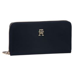 Tommy Hilfiger Damen Geldb&ouml;rse "POPPY NEW LARGE ZA WALLET", blau, Lederimitat, Kleinlederwaren, mit goldfarbenen Details