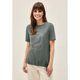 Cecil Damen T-Shirt, gr&uuml;n, Gr. XS, unifarben, Web, 50% Baumwolle, 50% Polyester, Shirts, im soften Baumwoll-Mix