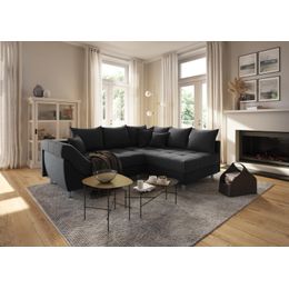 Ecksofa Collection AB, B:247cm H:87cm T:189cm, schwarz, Microfaser PRIMABELLE (100% Polyester), Struktur (90% Polyester, 10% Polyacryl), Samtvelours