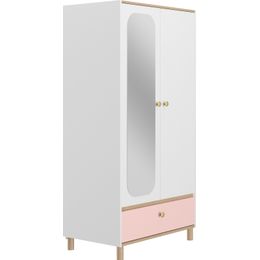 Kleiderschrank GAMI, B:94cm H:185cm T:58cm, rosa, Spanplatte, Kinderzimmer, Schränke, "Romy", Elegantes Design für eine sanfte und feminine