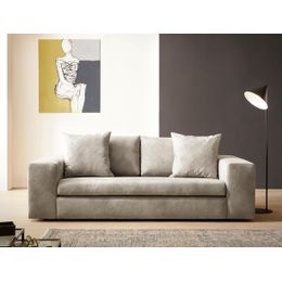 2-Sitzer Home Affaire, B:230cm H:72cm T:113cm, grau, Sofas, "SLEETLAND XXL in Samtvelours oder Vintage-Leder-Optik", besonders groß und bequem