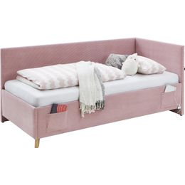 Meise M&ouml;bel Kinderbett MEISE.M&Ouml;BEL, B:100cm L:210cm, rosa, Betten, "COOL II", Polsterbett wahlweise mit Bettkasten, Jugendbett inkl. USB Anschl&uuml;sse