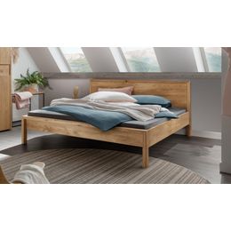 Massivholzbett Home Affaire, B:145cm H:90cm L:146cm, braun, Betten, "Huven Doppelbett, Holzbett", Massivholz, Skandinavisches Design, Robust, stabil,