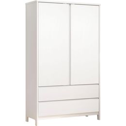 Kleiderschrank Home Affaire, B:82cm H:137cm T:34cm, weiß, Massivholz, Kinderzimmer, Schränke, "Aarhus", Weißer, griffloser Massivholz Schrank - Mit 2