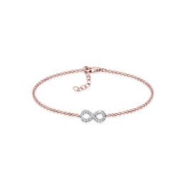 Elli Damen Armband "Infinity Bi-Color Kristalle Silber", 17cm,mit Steinen, Silber 925 (Sterlingsilber)rosegold, weiß, Silber 925 (Sterlingsilber),
