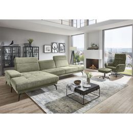Ecksofa DIE PLANBAR, B:328cm H:82cm T:190cm, grün, 100% Polyester, Wohnzimmer, Sofas, "MP-IN20126 L-Form mit Federkern-Polsterung", mit