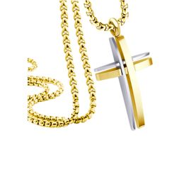 Firetti Damen Kette mit Anh&auml;nger "Schmuck Geschenk Kreuz", Edelstahl, L: 55 B: 2,3mm, gold, Edelstahl, B:2,3mm, Halsketten