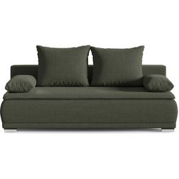 Schlafsofa WERK2, B:206cm H:88cm T:91cm, gr&uuml;n, 100% Polyester, Jugendzimmer, Sofas, "Biggi komfortabel & elegant, Schlaffunktion, Bettkasten, Breite