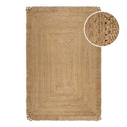 Teppich GREEN LOOOP, B:140cm H:12mm L:200cm, beige, Jute, Wohnzimmer, Teppiche, "June", handgewebt, robust, strapazierf&auml;hig, skandinavisch, Naturfaser