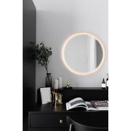 LED-Lichtspiegel, B:60cm H:60cm T:5cm, schwarz, Mirrors and More, Glas, Spiegel, "Yulika"