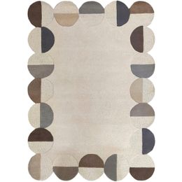 Wollteppich FLAIR RUGS, B:120cm H:12mm L:170cm, beige, Wolle, Wohnzimmer, Teppiche, "Mia Scallop", in Jakobsmuschel-Form