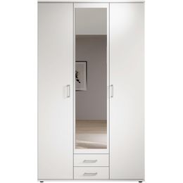Kleiderschrank Schlafkontor, B:120cm H:196cm T:54cm, weiß, Schlafzimmer, Schränke, "Karl Drehtürenschrank Schlafzimmerschrank mit Spiegel Garderobe",