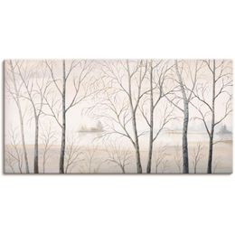 Wandbild Artland, B:150cm H:75cm, beige, Wohnzimmer, Bilder, "Seeufer am Wald I", als Alubild, Leinwandbild in verschied. Gr&ouml;&szlig;en