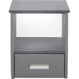 Nachtkonsole, B:45cm H:53cm T:45cm, grau, Westfalia Schlafkomfort, Holzwerkstoff, Sideboards, "Brilon", wahlweise mit indirekter LED-Beleuchtung