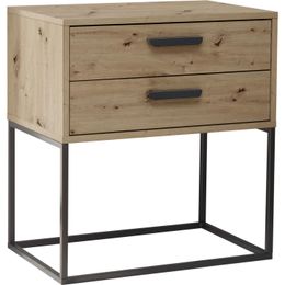 Nachtkommode Schlafkontor, B:60cm H:65cm T:38,5cm, braun, Melamin, Sideboards, "Suna Kommode, Nachttisch, Nachtschrank", auf Metallgestell