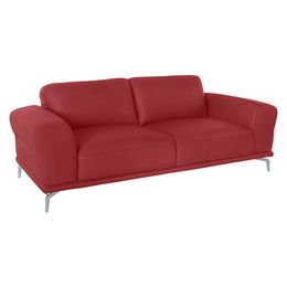 2,5-Sitzer W.Schillig, B:212cm H:78cm T:94cm, rot, Sofas, "montanaa", mit Metallf&uuml;&szlig;en in Silber matt, Breite 212 cm