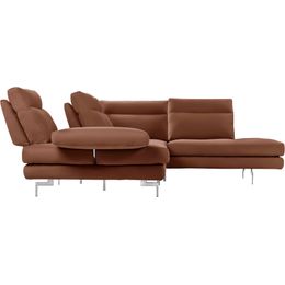 Ecksofa Calia italia, B:288cm H:90cm T:232cm, braun, Leder BULL (100% Leder), Wohnzimmer, Sofas, "Toby Wing, L-Form, Multifunktionssofa, bequem und