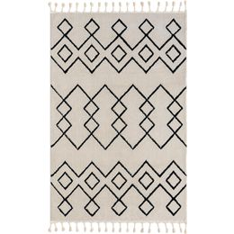 Hochflor-Teppich, B:140cm H:24mm L:200cm, schwarz-wei&szlig;, MyFlair M&Ouml;BEL & ACCESSOIRES, Polyester, Polypropylen (PP), Teppiche, "Moroccan Mural",
