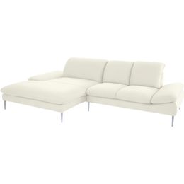 Ecksofa W.Schillig, B:310cm H:87cm T:185cm, wei&szlig;, Chenille-Flachgewebe R66 (85% Polyester, 15% Nylon);Longlife Xtra-Leder Z59: Glattleder mit