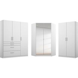 Schrank-Set Rauch, B:253cm H:197cm T:208cm, weiß, Holzwerkstoff, Kastenmöbel-Sets, "Kleiderschrank Schrank Garderobe Garderobenschrank Eckschrank
