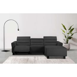 Ecksofa Home Affaire, B:263cm H:97cm T:179cm, grau, Wohnzimmer, Sofas, "Carpari, L-Form, 263 cm, manuelle o. elektrische Relaxfunktion", USB A/C und