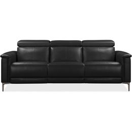 3-Sitzer Home Affaire, B:222cm H:97cm T:100cm, schwarz, Kunstleder 100% Polyurethan, Sofas, "Lund, mit manueller und elektrischer Relaxfunktion", in