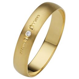 Firetti Damen Trauring "Schmuck Geschenk Gold 375 Hochzeit Ehering "LIEBE"", 57, 0,01 SI = kleine Einschl&uuml;sse mit Brillant, Gelbgold 585, 4mm, gold,