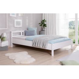 Futonbett Ticaa, B:147,6cm, wei&szlig;, Betten, "Merci", Einzelbett, aus Kiefer Massivholz, inkl. Rollrost