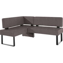 Eckbank Home Affaire, B:200cm H:89cm T:160cm, braun, Holzwerkstoff, Massivholz, Polyester, Esszimmer, Sitzbänke, "Oliver mit Metallgestell,