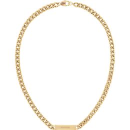 Tommy Hilfiger Herren Edelstahlkette "SS24 CLASH", Edelstahl, L: 61, gold, Edelstahl, Halsketten, mit Emaille