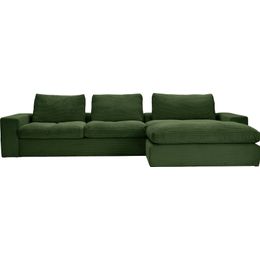 Ecksofa Alina, B:326cm T:180cm, gr&uuml;n, Cord GCT (92% Polyester, 8% Nylon), Wohnzimmer, Sofas, "Sandy", mit Recamiere, in modernem Cordstoff