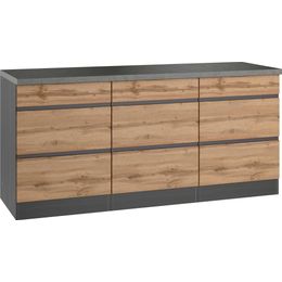 Unterschrank KOCHSTATION, B:180cm H:86cm T:60cm, braun, Holzwerkstoff, K&uuml;che, Schr&auml;nke, "KS-Riesa", Breite 180 cm, MDF-Fronten