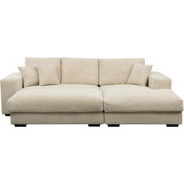 Polstergarnitur WERK2, B:286cm H:84cm T:184cm, beige, 90% Polyester, 10% Nylon, Sitzmöbel-Sets, "Eden L-Form + Hocker. Mega Couch Breite 286cm,