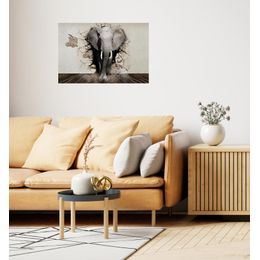 queence Wandsticker "Elefant", B/H/T: 90cm x 60cm x 0,1cm, Elefant Elefanten, grau, Küche, Wandtattoos, Selbstklebend, kinderleichte Anbringung