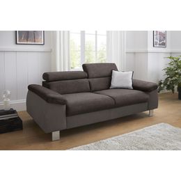 3-Sitzer COTTA, B:193cm T:104cm, braun, Microfaser PRIMABELLE (100% Polyester);Kunstleder SOFTLUX;Feinstruktur (100% Polyester);Kunstleder