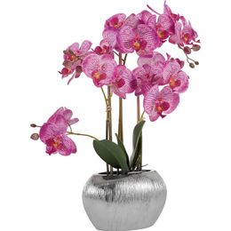 Kunstpflanze Home Affaire, B:20cm H:55cm T:11cm, lila, Keramik, Kunststoff, Polyester, Badezimmer, Kunstpflanzen, "Orchidee", Kunstorchidee, im Topf
