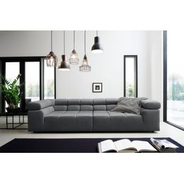 Big-Sofa Inosign, B:290cm H:70cm T:110cm, grau, Sofas, "Ancona B/T/H: 290/110/70 cm", auffällige Steppung, inkl. 2 Zierkissen und verstellbaren