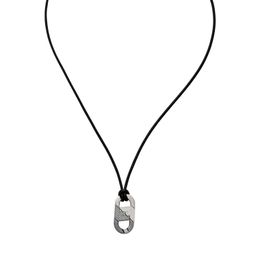 Emporio Armani Damen Kette mit Anhänger "Schmuck Geschenk Edelstahl Leder", Edelstahl Leder, L: 52,5 B: 2mm, schwarz, Edelstahl, Leder, B:2mm,