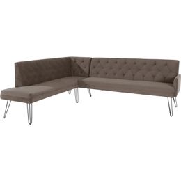 Eckbank, B:197cm H:90cm T:255cm, grau, exxpo - SOFA FASHION, 100% Polyester, Esszimmer, Sitzb&auml;nke, "Doppio, Chesterfield Optik, komfortabel und