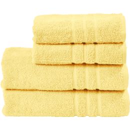 Handtuch Set done., gelb, Walkfrottier, Obermaterial: 100% Baumwolle, Handt&uuml;cher, "Daily Uni", 2x Handt&uuml;cher (50x100 cm) & 2 Duscht&uuml;cher(70x140 cm)