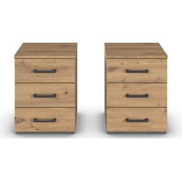 Nachtkommode Rauch, B:40cm H:52cm T:40cm, braun, Holzwerkstoff, Sideboards, "Maika", jeweils 3 Schubladen mit gro&szlig;z&uuml;gigem Stauraum