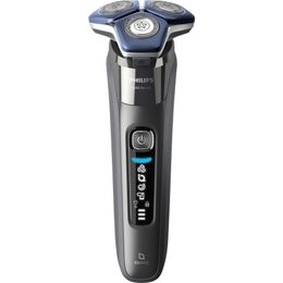 Philips Elektrorasierer "Shaver Series 7000 S7887/63", grau, B:26,5cm H:25,2cm T:16,5cm, Elektrorasierer, 4 Reinigungskartuschen, Ladestand, Etui,