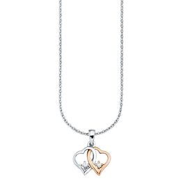 Amor Damen Kette mit Anhänger "Herz", Silber 925 (Sterlingsilber), L: 42, rosa, Silber 925 (Sterlingsilber), Halsketten, mit Zirkonia (synth.)