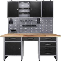 ONDIS24 Werkstatt-Set, B:160cm H:205cm T:60cm, schwarz, Werkb&auml;nke, 160 cm