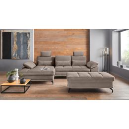 Ecksofa Places of Style, B:301cm H:89cm T:176cm, beige, 100% Polyester;Samtoptik (100% Polyester), Wohnzimmer, Sofas, "Costello L-Form, B: 301 cm mit