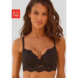 s.Oliver Damen Push-up-BH "Charline", Gr. 70, schwarz, Spitze, Obermaterial: 92% Polyamid, 8% Elasthan, BHs, mit verlängertem Unterbrustband aus