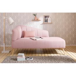 Recamiere OTTO HOME, B:162cm H:85cm T:82cm, rosa, Struktur fein( 100% Polyester), Sofas, "Lucy, Chaiselonge mit Massivholzfüßen und Steppung",