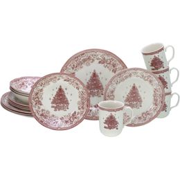 Creatable Kombiservice "Tannenbaum Rot, Kombiservice 16-tlg", 16 Stk., rot, Geschirr-Sets, Tannenbaum als Zentralmotiv