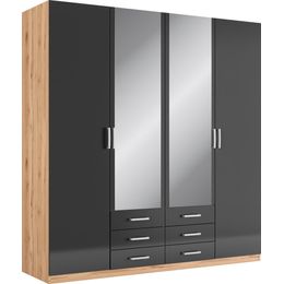 Kleiderschrank Priess, B:185cm H:193cm T:56cm, schwarz, Holzwerkstoff, Schlafzimmer, Schr&auml;nke, "Amsterdam", mit oder ohne LED-Beleuchtung